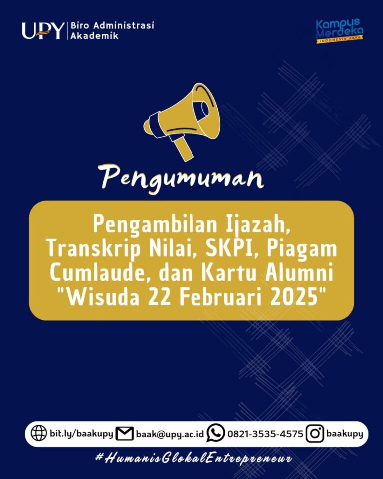 Pengumuman Ijazah, Transkip Nilai, SKPI, Piagam Cumlaude, dan Kartu Alumni (Wisuda 22 Februari ...